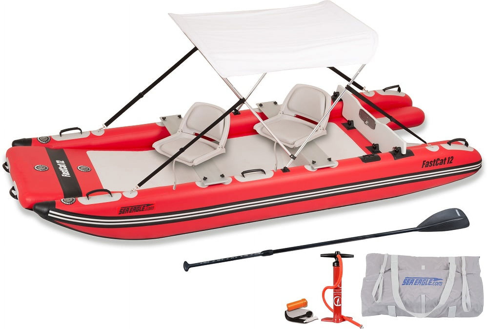 Sea Eagle FastCat12 Catamaran 2-4 Person Inflatable Boat-Rigid, High ...