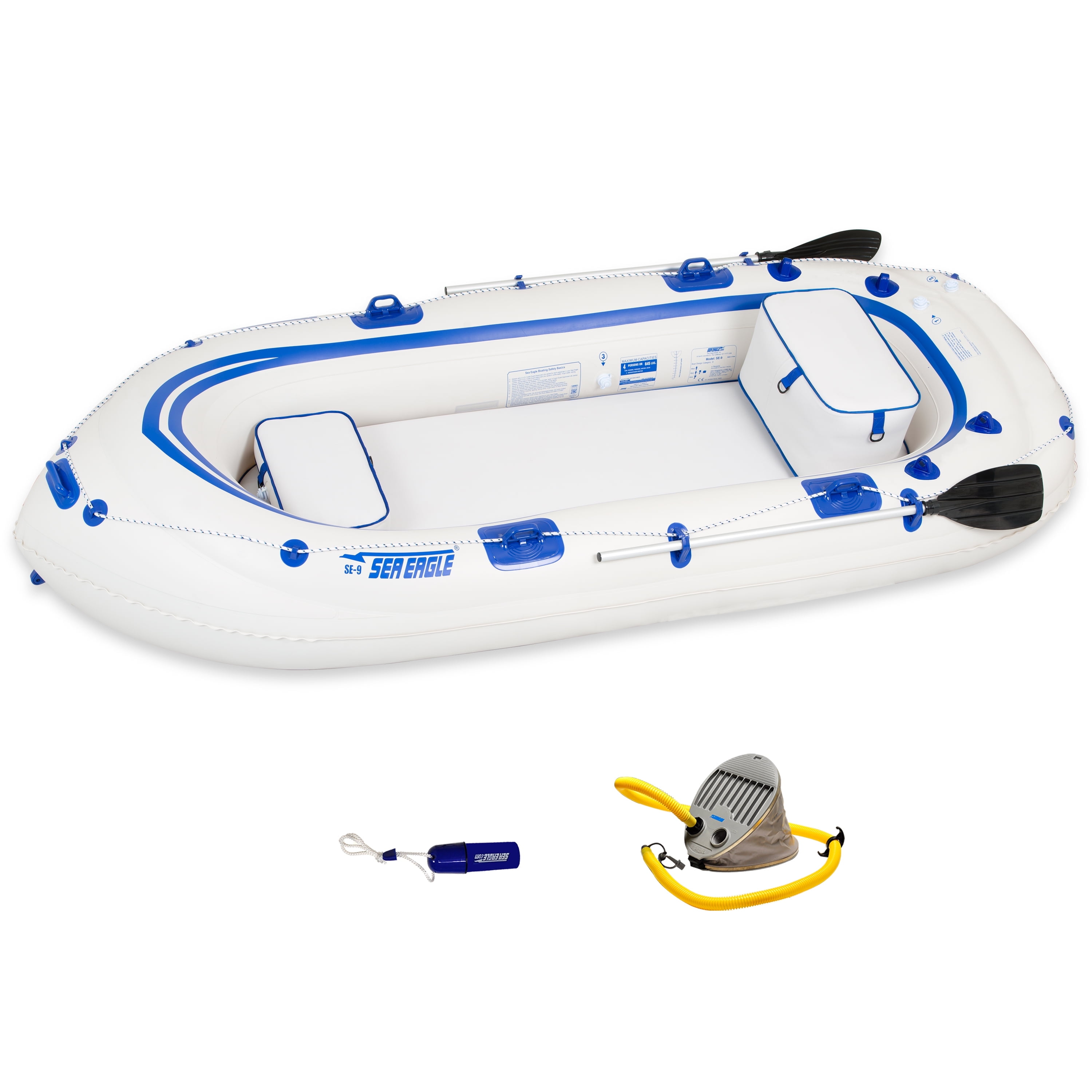Sea Eagle SE9 Lightweight Inflatable Boat with Inflatable Floor, 5' Oar ...