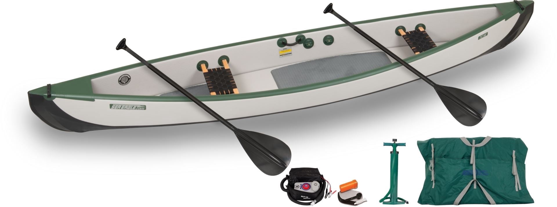 Sea Eagle TC16 Travel Canoe 2 Person Electric Pump Wood/Web Seats ...
