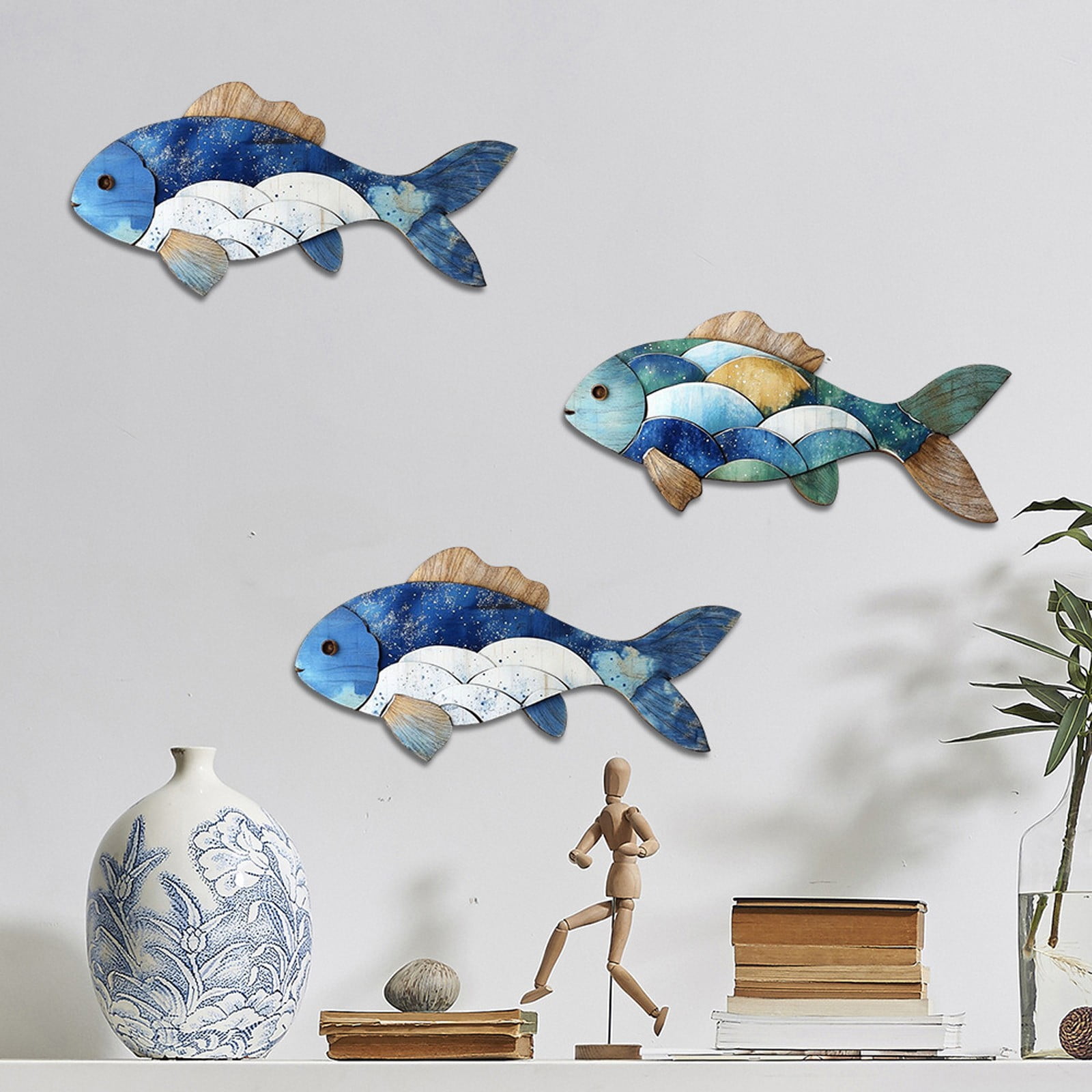Sea Fish Wall Decor, Garden Hanging Art Sculptures Stickers, Home Ocean ...
