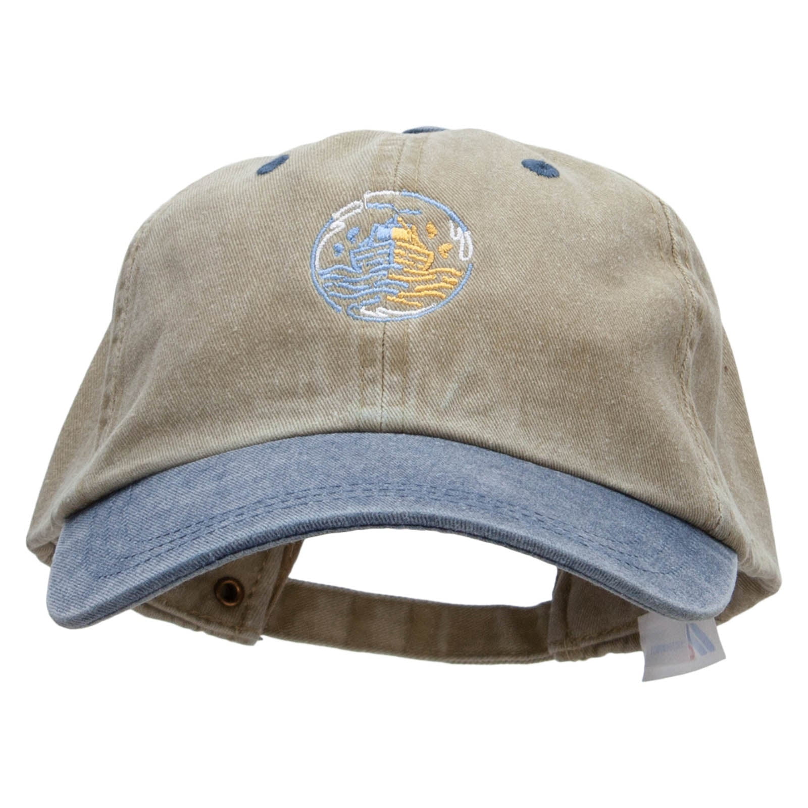 Sea Fishing Boat Embroidered Pigment Dyed Wash Cap - Khaki Navy OSFM ...