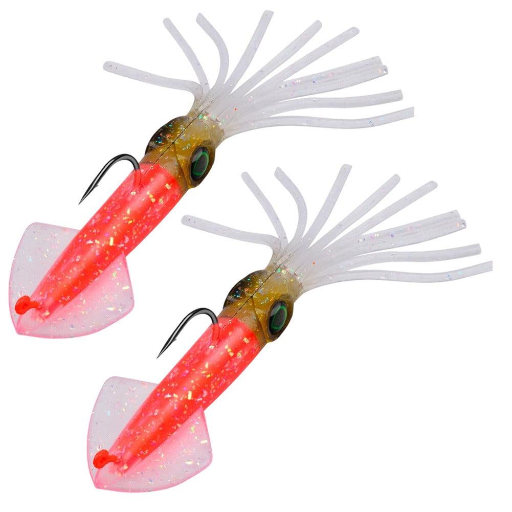 Sea Fishing Lures Pre-rigged Squid Jig Glow In The Dark Octopus Artificial Bait - Walmart.com