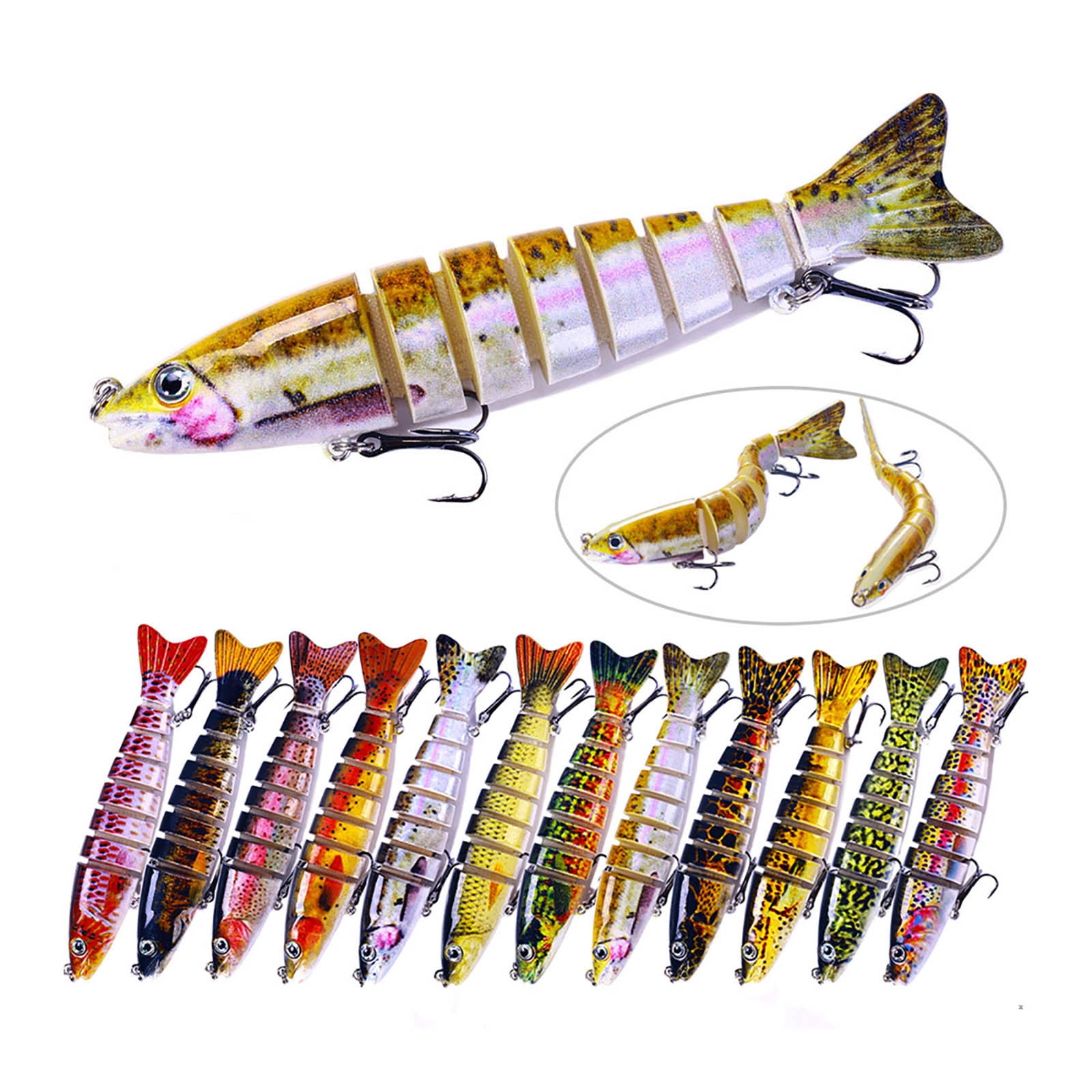 Sea Fishing Sinking Swimbait Lure Set | 12.8cm Life-Like Multi Jointed ...