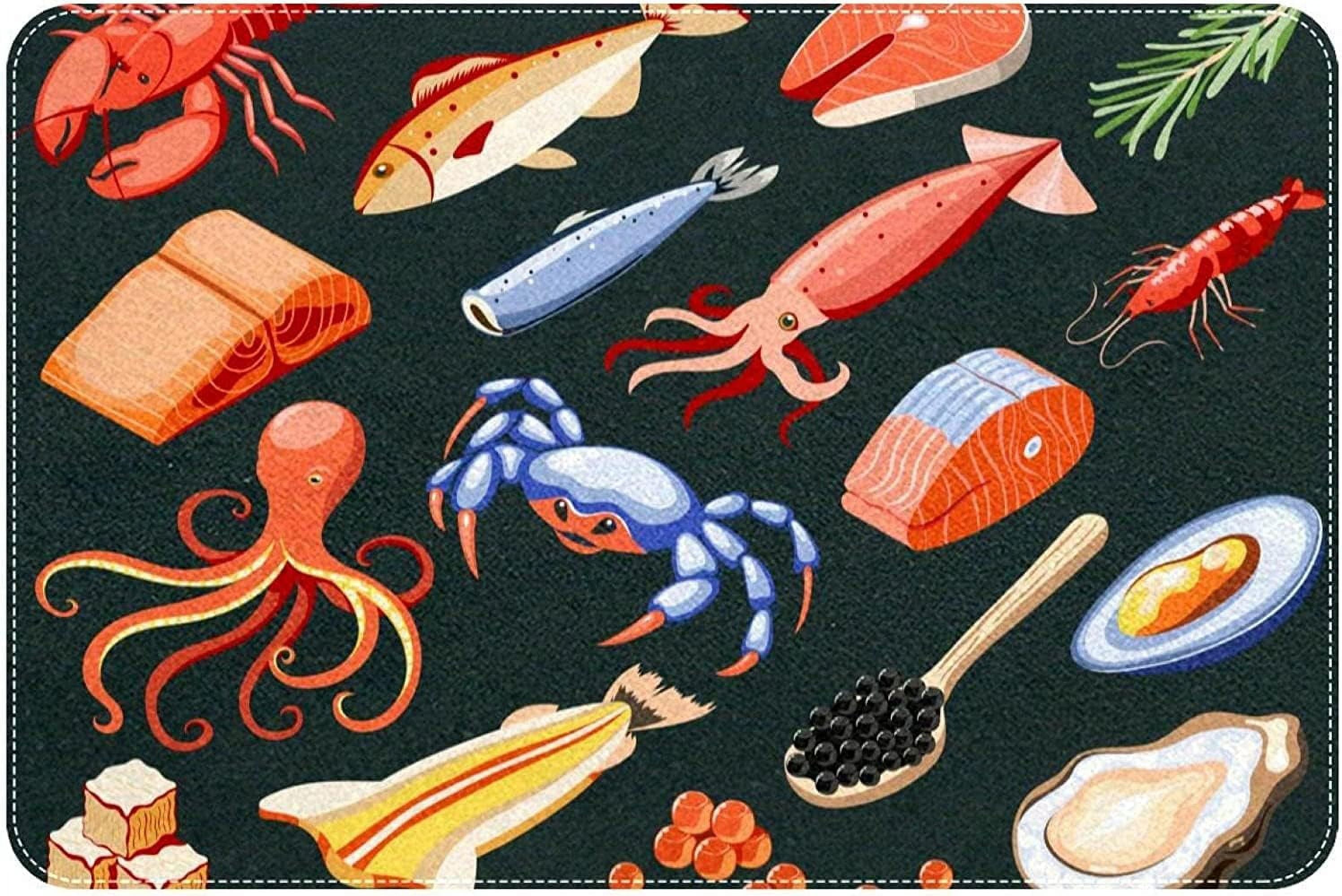 Sea Food Salmon Filet Calamari Caviar Mussels Crabs Oysters Shark Meat ...