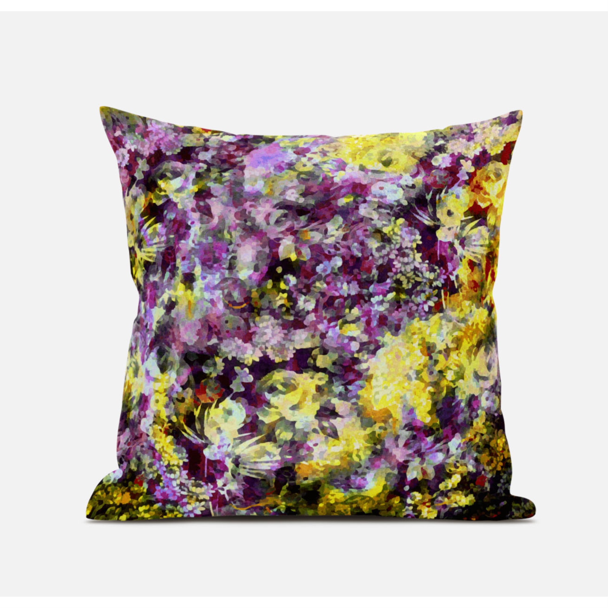 Sea Garden Rose Throw Pillow in Pink Green Yellow 18x18 - Walmart.com