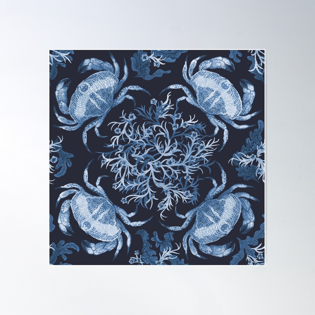 Sea Garden William Morris Indigo Blue Poster Wall Art, Modern Wall ...