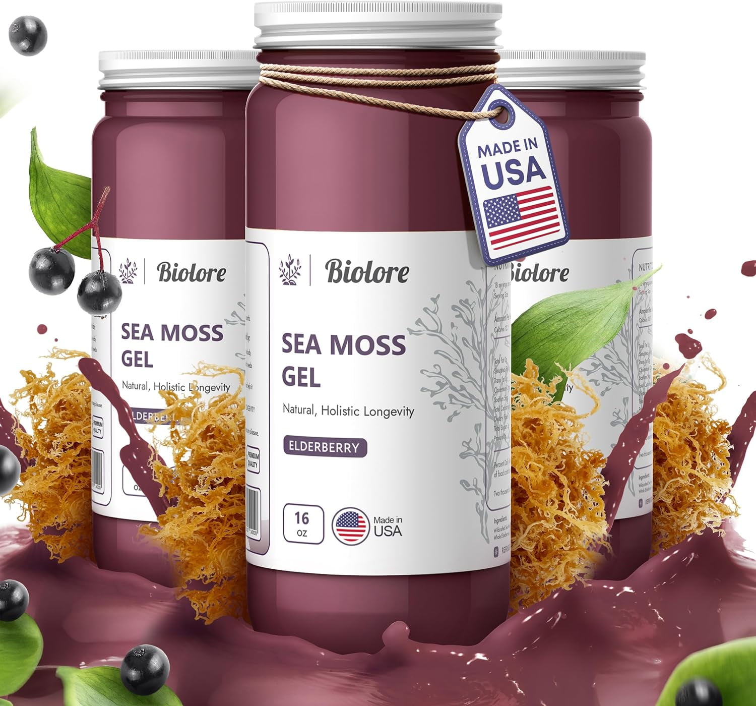 Sea Gel 7700mg Elderberry 750mg Made in USA Wildcrafted Irish Sea ...