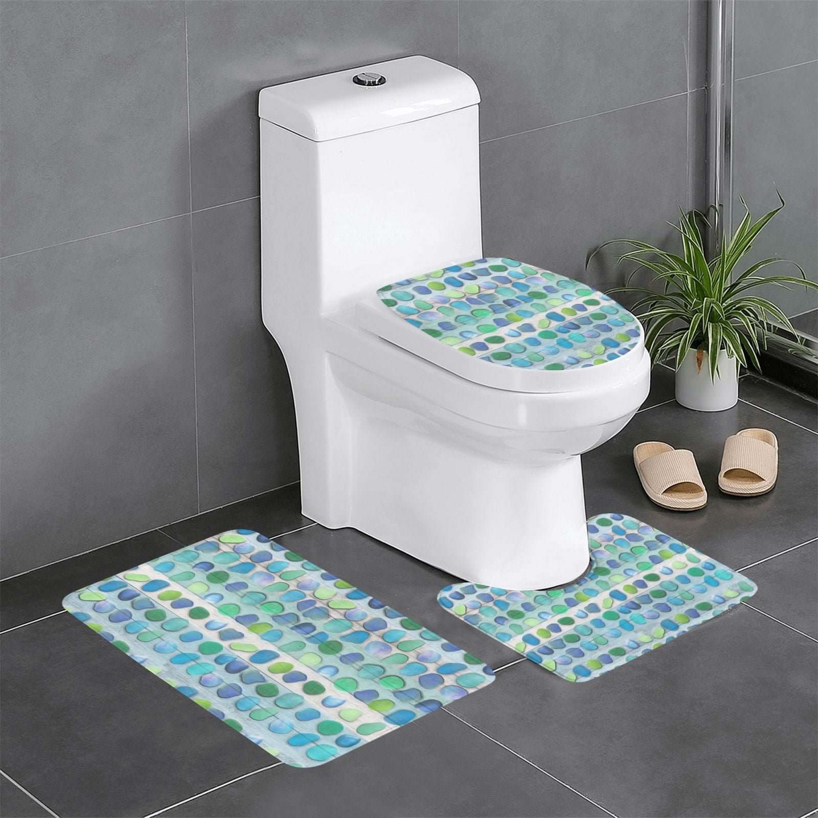 Sea Glass Beach Driftwood 3-Piece Set Of Flannel Bath Mats, Highly ...
