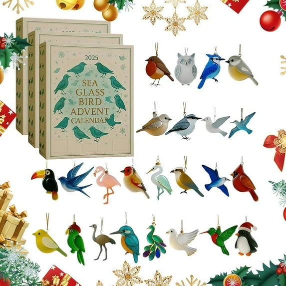 Sea Glass Bird Advent Calendar 2025, 24 Days of Coastal Ornaments ...