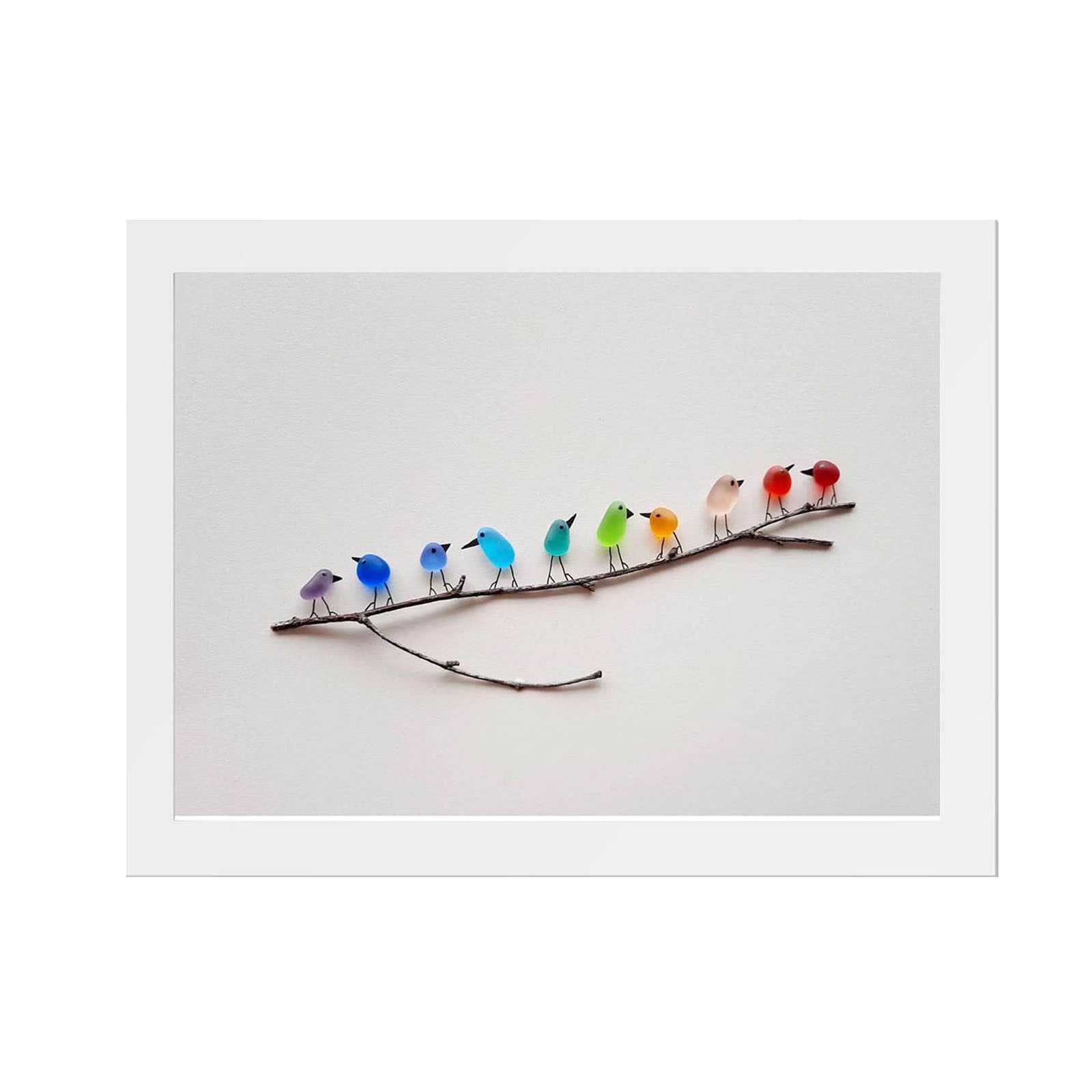 Sea Glass Birds 3D Art Decor, Unique Handcrafted Driftwood and Sea ...