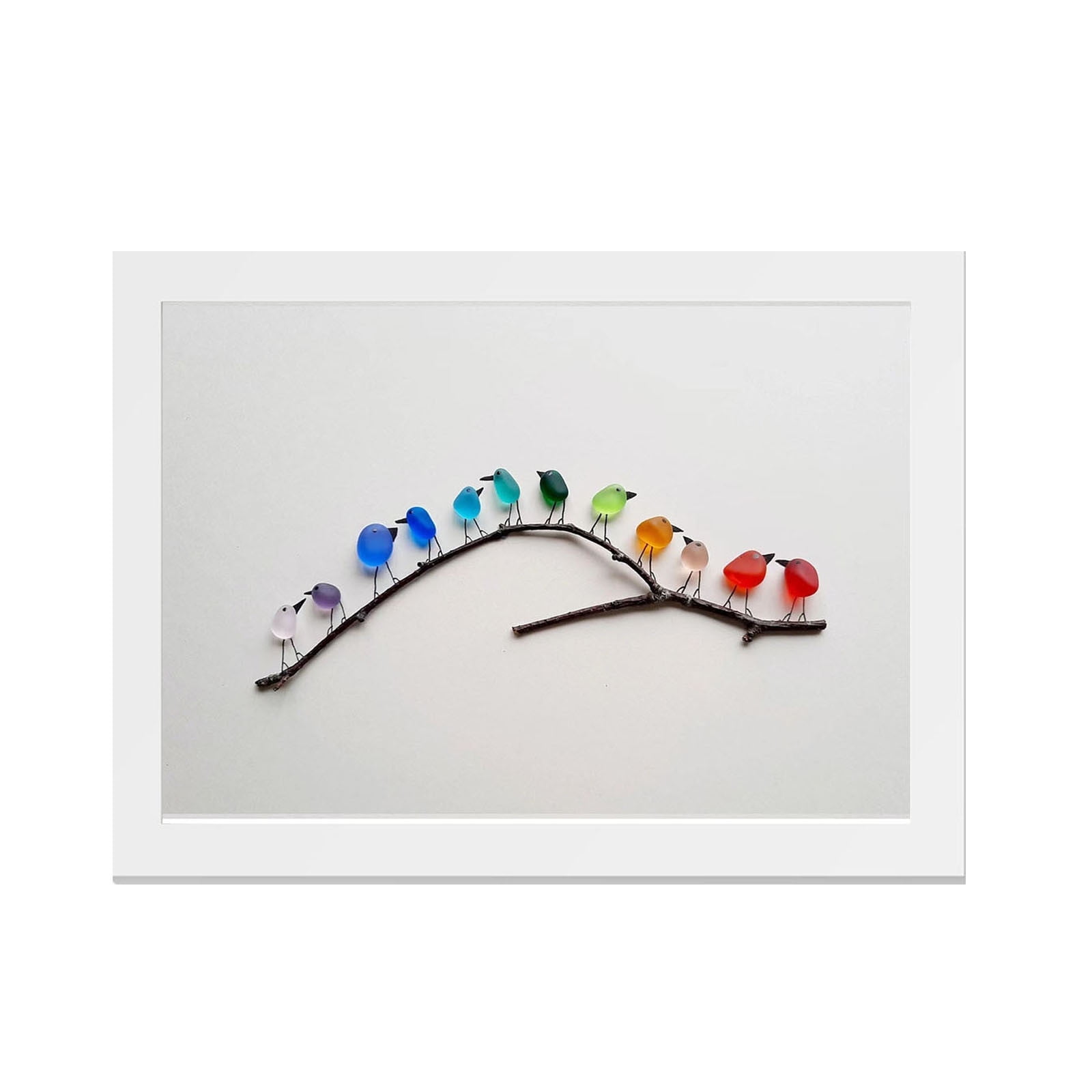 Sea Glass Birds 3D Art Decor, Unique Handcrafted Driftwood and Sea ...