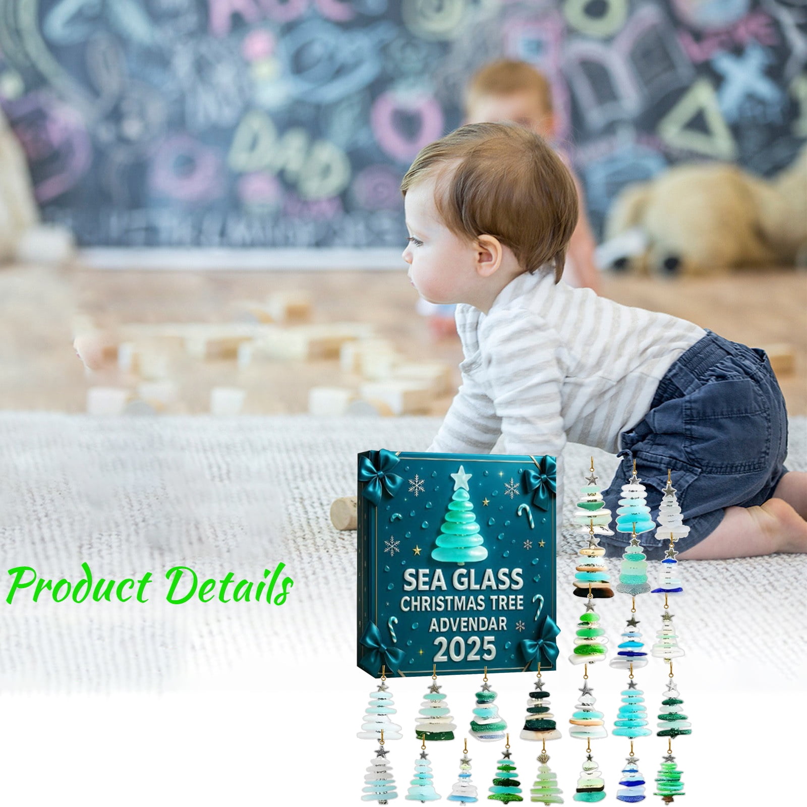 Sea Glass Christmas Tree Advent Calendar for 2025, Includes 24 Adorable ...