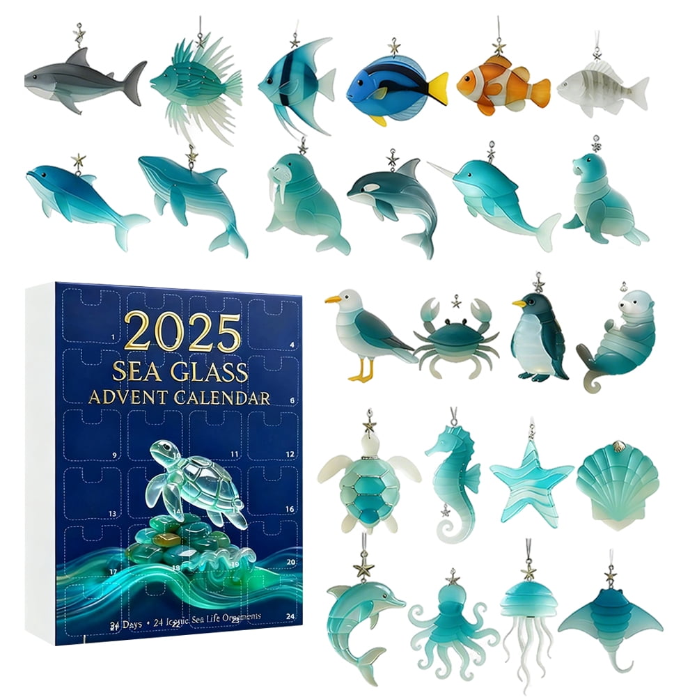 Sea Glass Marine Life Advent Calendar, 24-Day Christmas Sea Glass ...