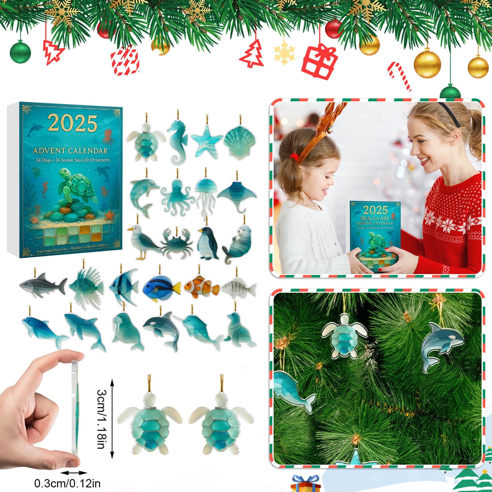 Sea Glass Marine Life Advent Calendar,Sea Glass Marine Life Christmas ...