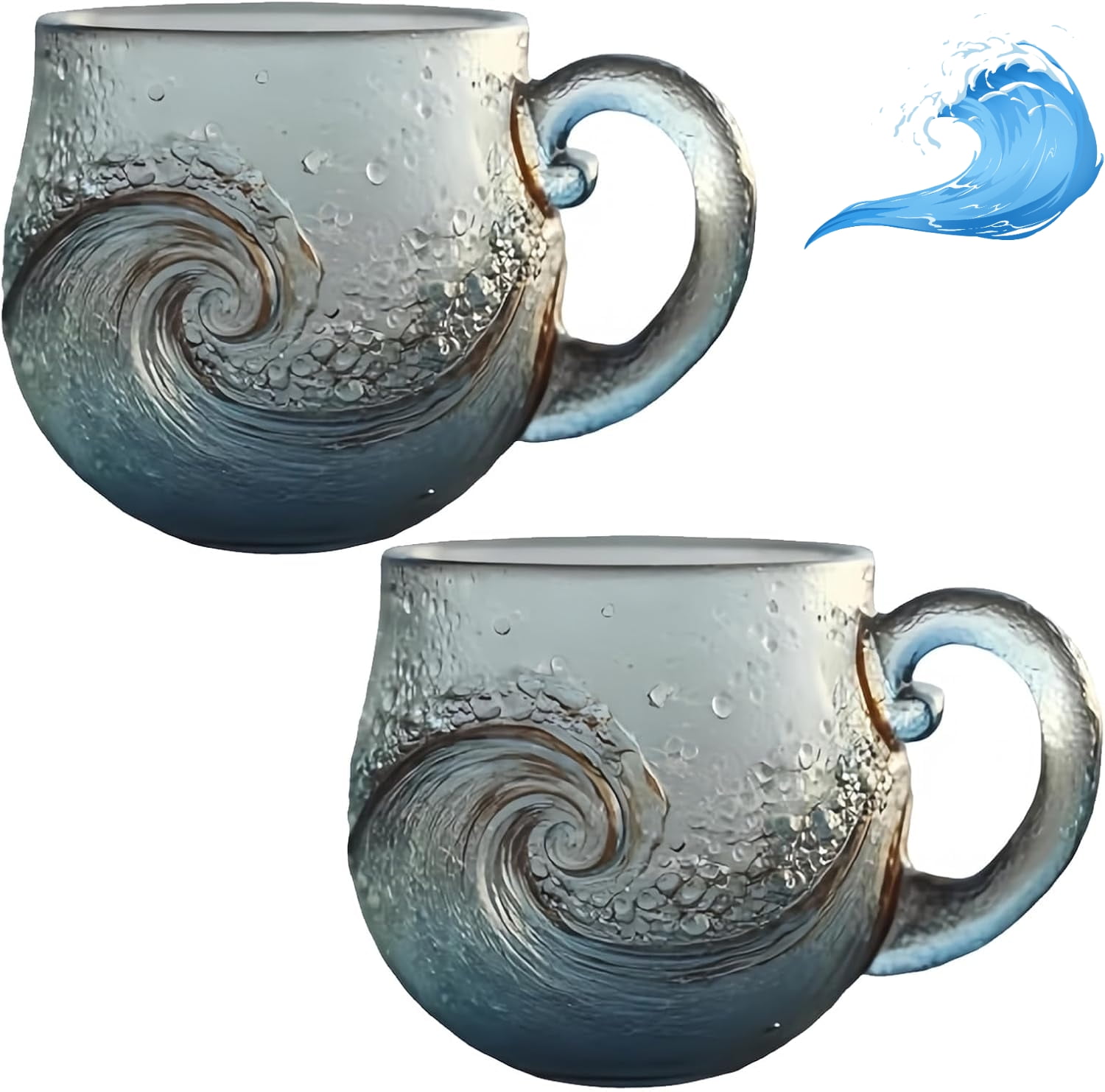 Sea Glass Sunset/Wave Mug, Sunset and Wave Dual Design, 12oz Handblown ...