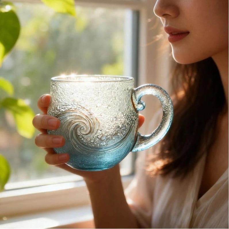 Sea Glass Wave Mug, Beach Glass,12oz Handcrafted Ocean Theme Coffee Mug ...