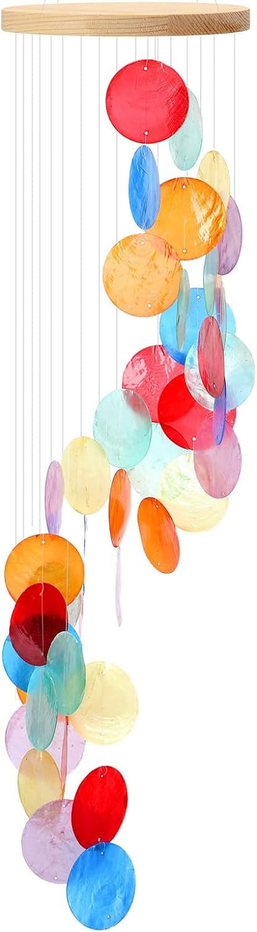 Sea Glass Wind Chimes for Outside Seashell Windchime 28 Inch Rainbow ...
