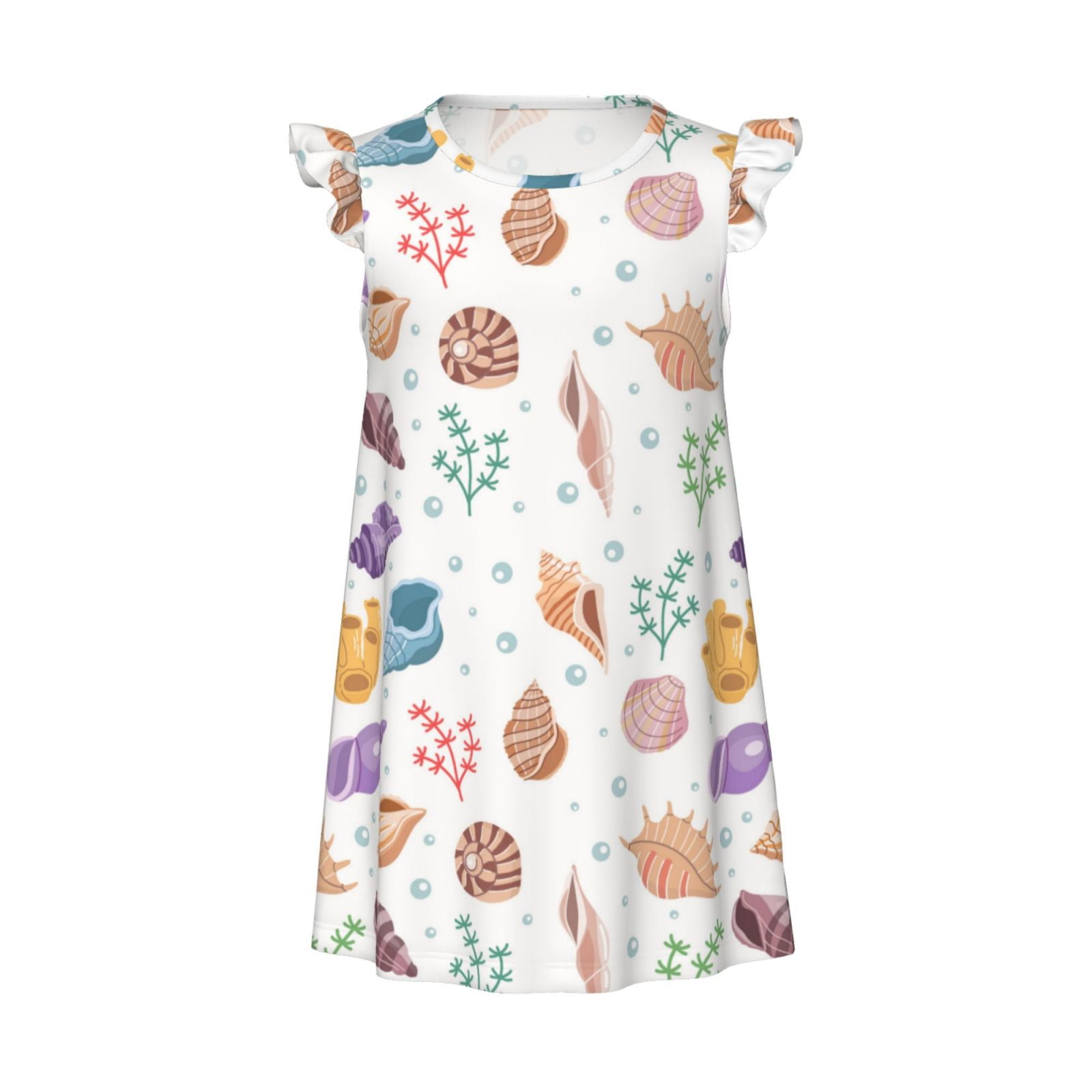 Sea Grass Conch Girls Nightgowns, Short Sleeves Dress Girls Sleepwear ...