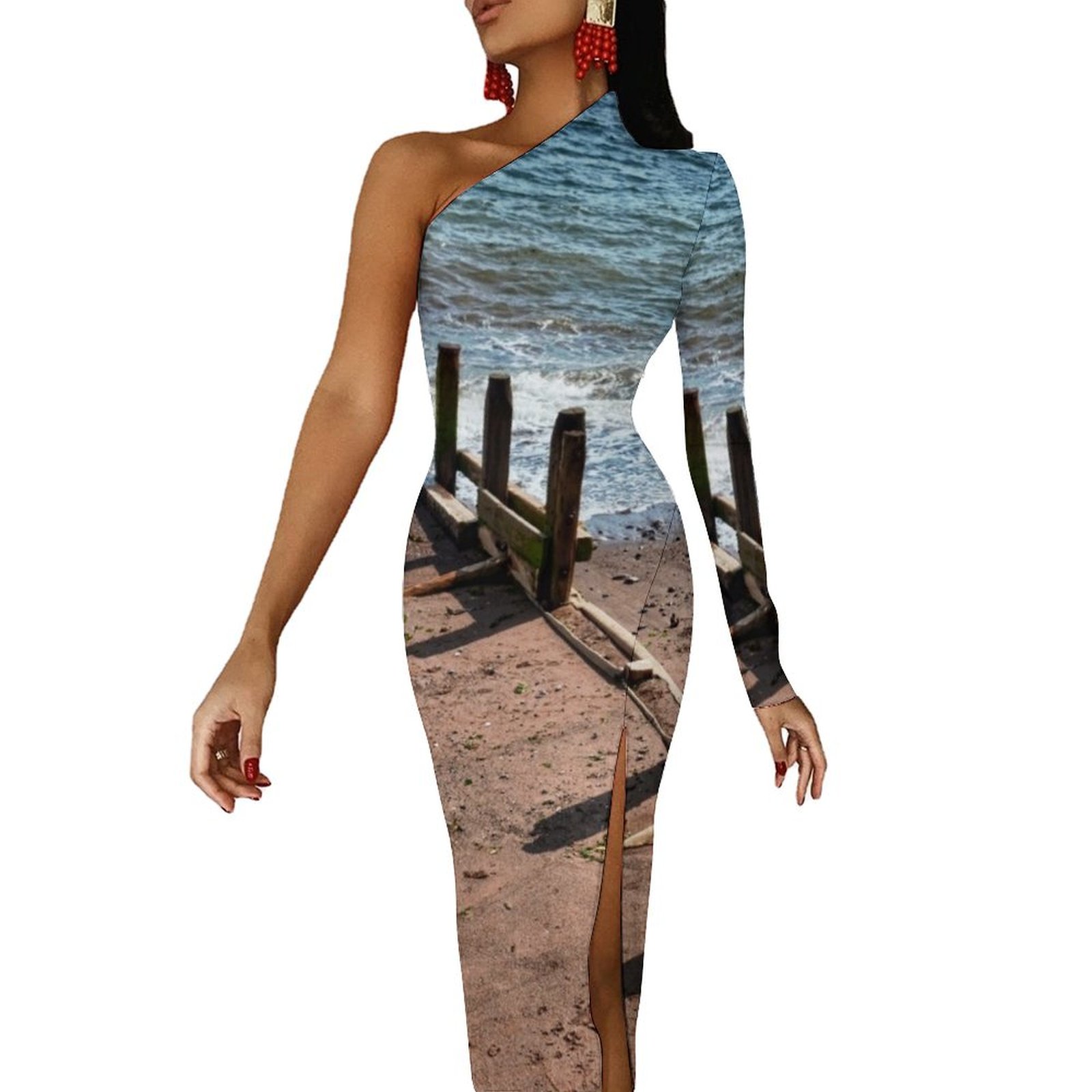 Sea Groyne Half Dleeve Split Dress loose summer dress prom clothes ...