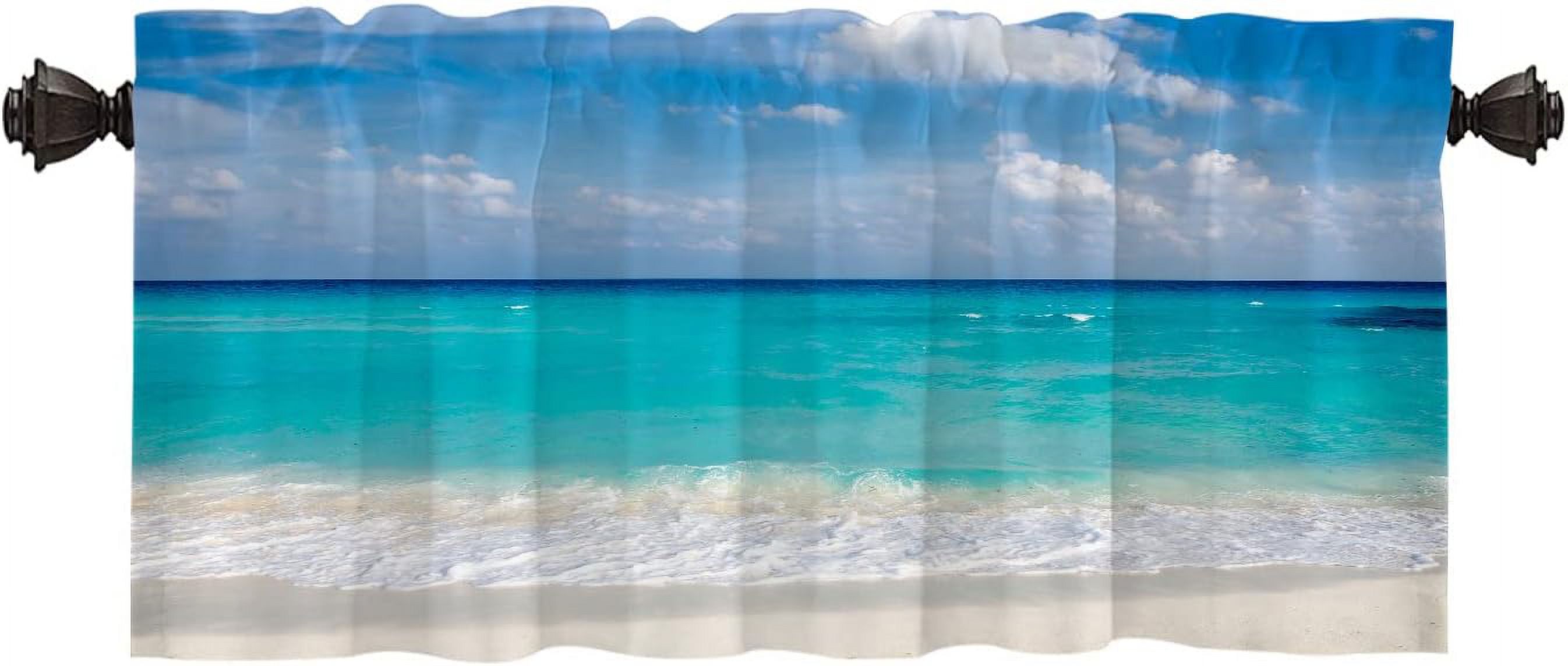 Sea Holiday Scenery Valance Curtains, Beautiful Beach Located in Cancun ...