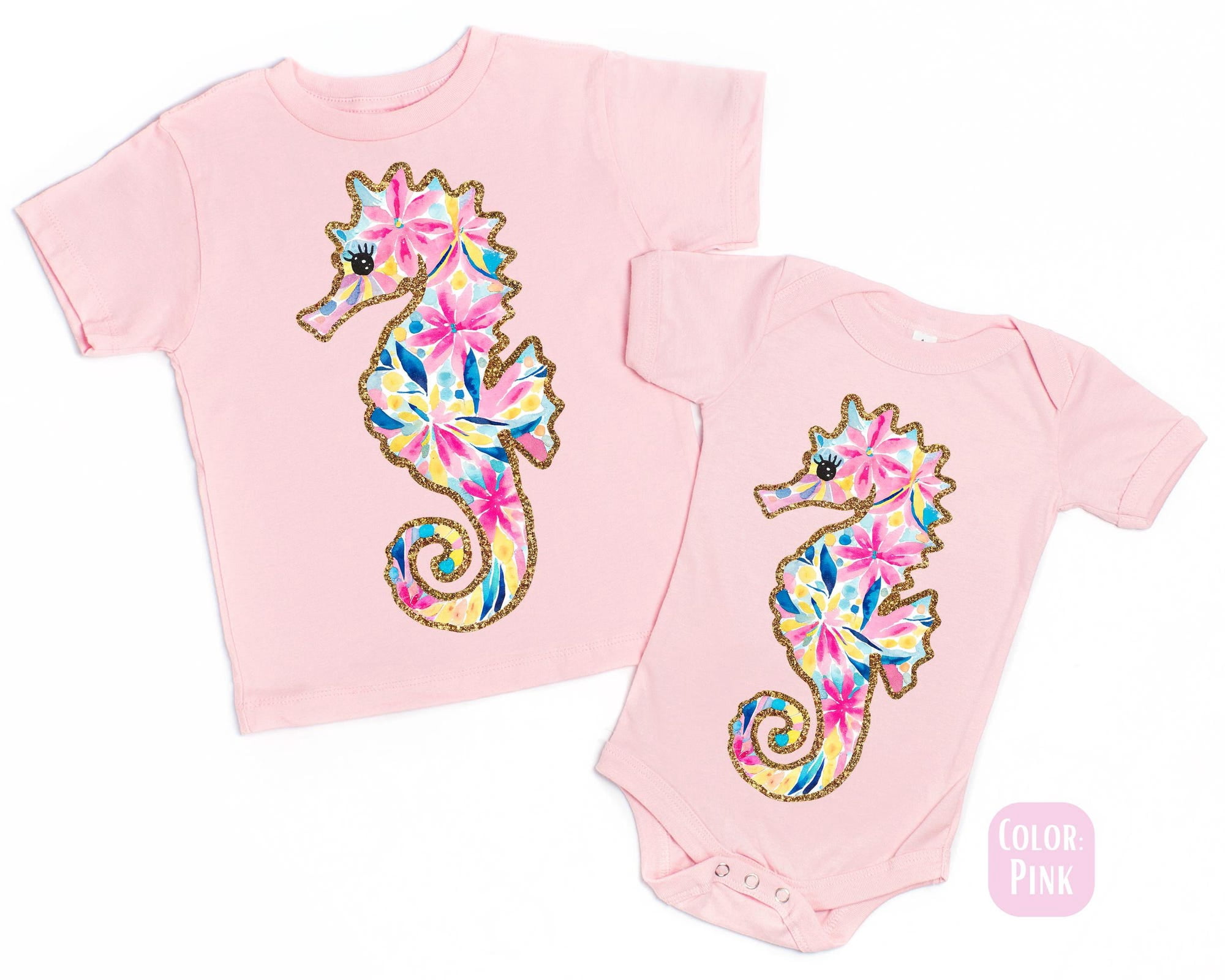 Sea Horse Baby Bodysuit Floral Beach Clothes - Walmart.com