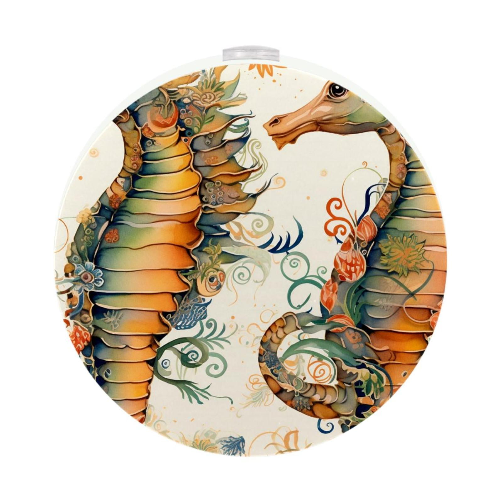 Sea Horse Circular Night Lights - 2 Pack Induction Control LED Wall ...