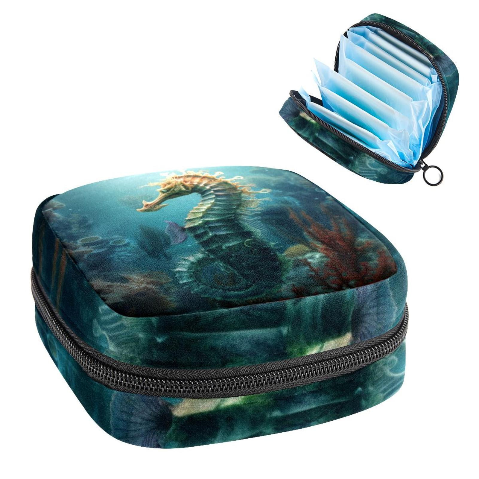 Sea Horse Velvet Sanitary Napkin Storage Bag with Sponge Lining and ...