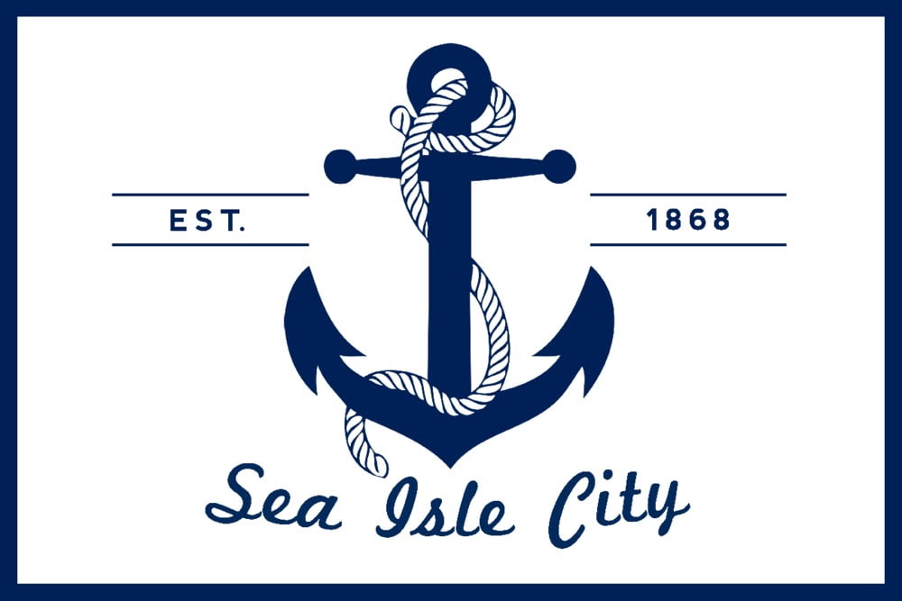 Sea Isle City, New Jersey, Blue and White Anchor (16x24 Giclee Gallery ...