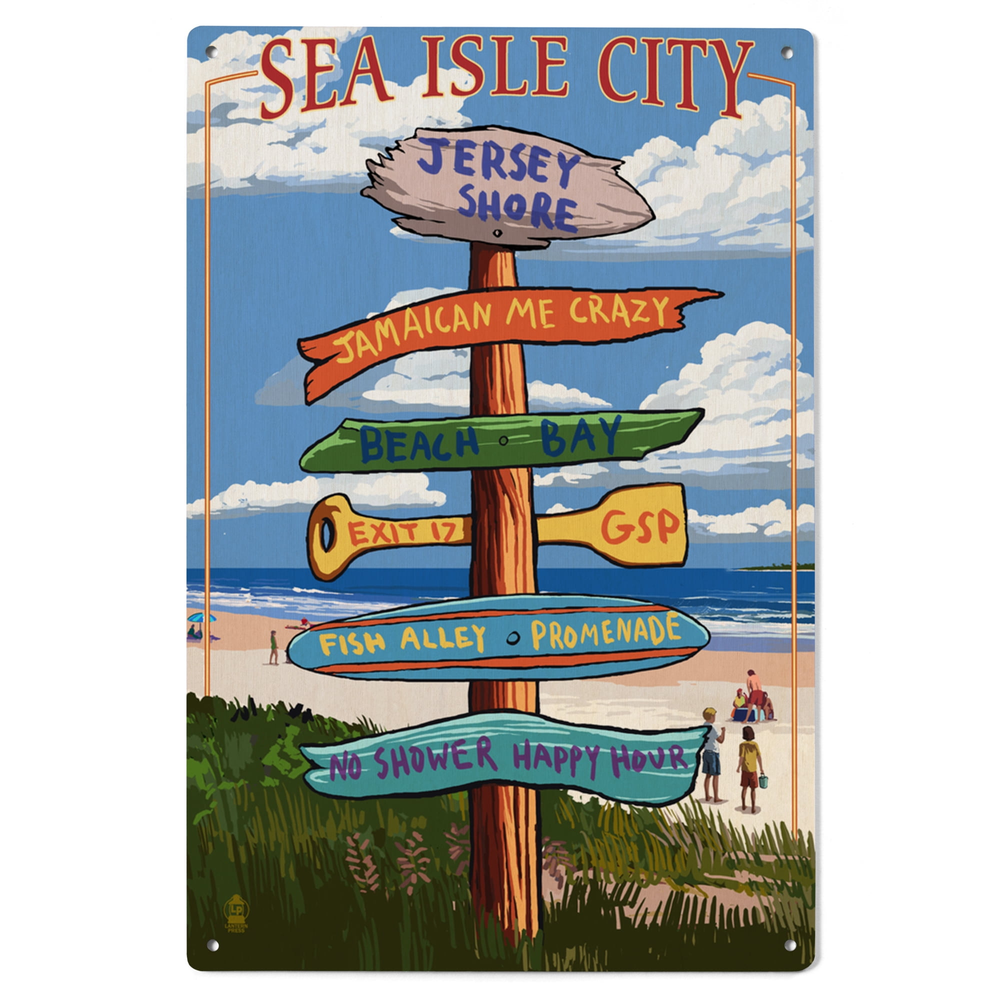 Sea Isle City, New Jersey, Destinations Sign Birch Wood Wall Sign (6x9 ...