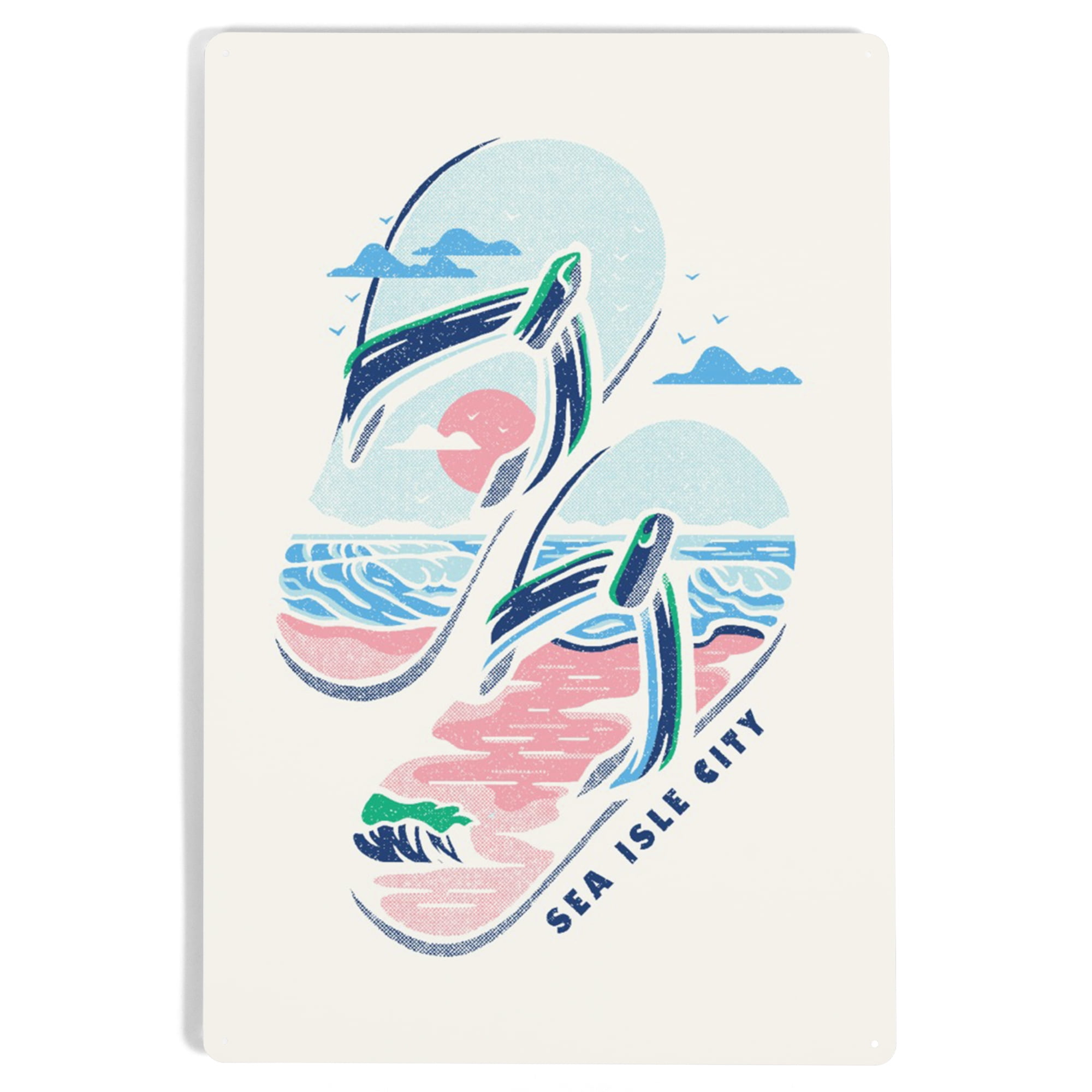 Sea Isle City, New Jersey, Flip Flops sans Palm Tree, Distressed Vector ...