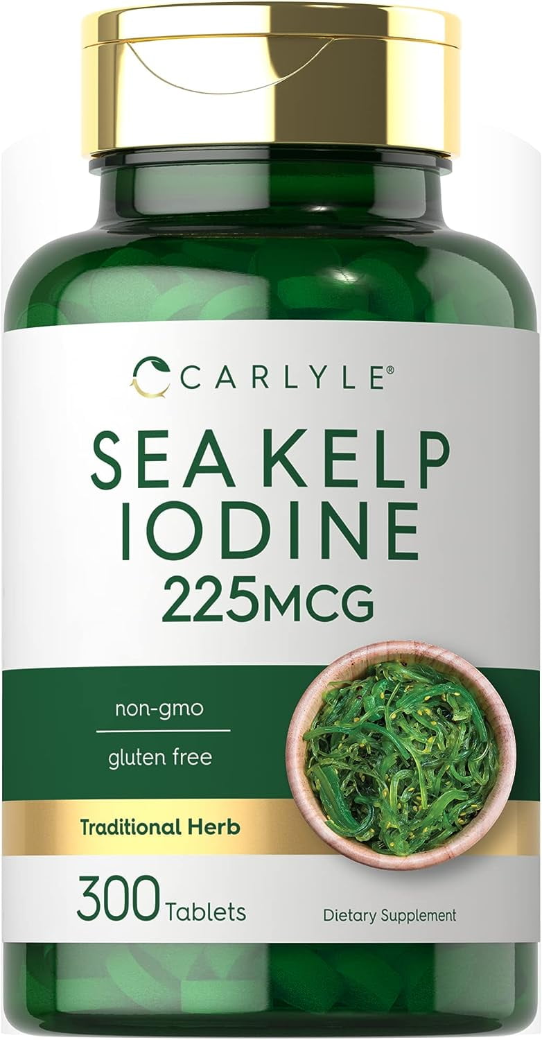 Carlyle Sea Kelp Iodine 225mcg: Thyroid Support Formula, 300 Tablets - Walmart.com