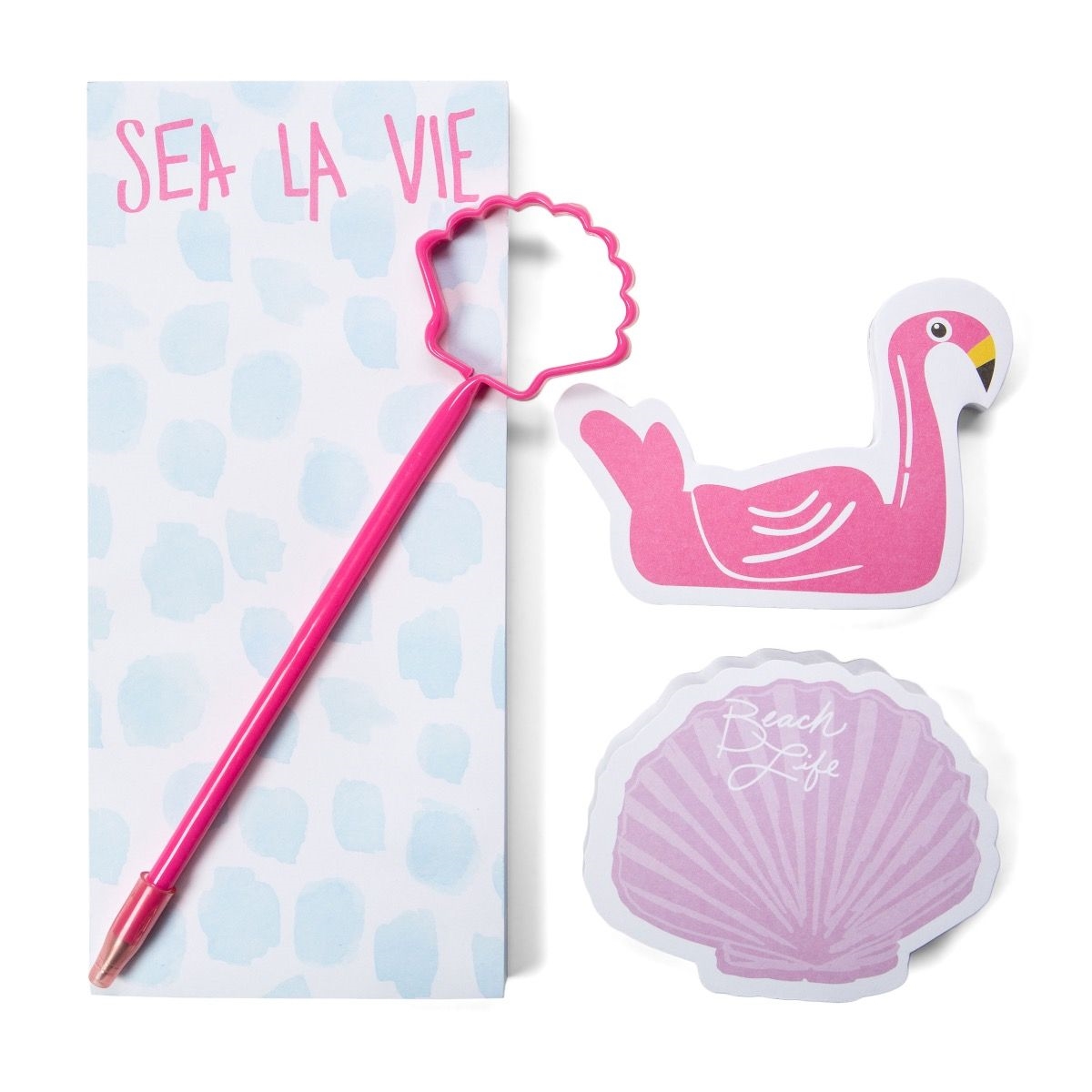Sea La Vie Flamingo & Seashell Notepad & Pen Stationary Gift Set ...
