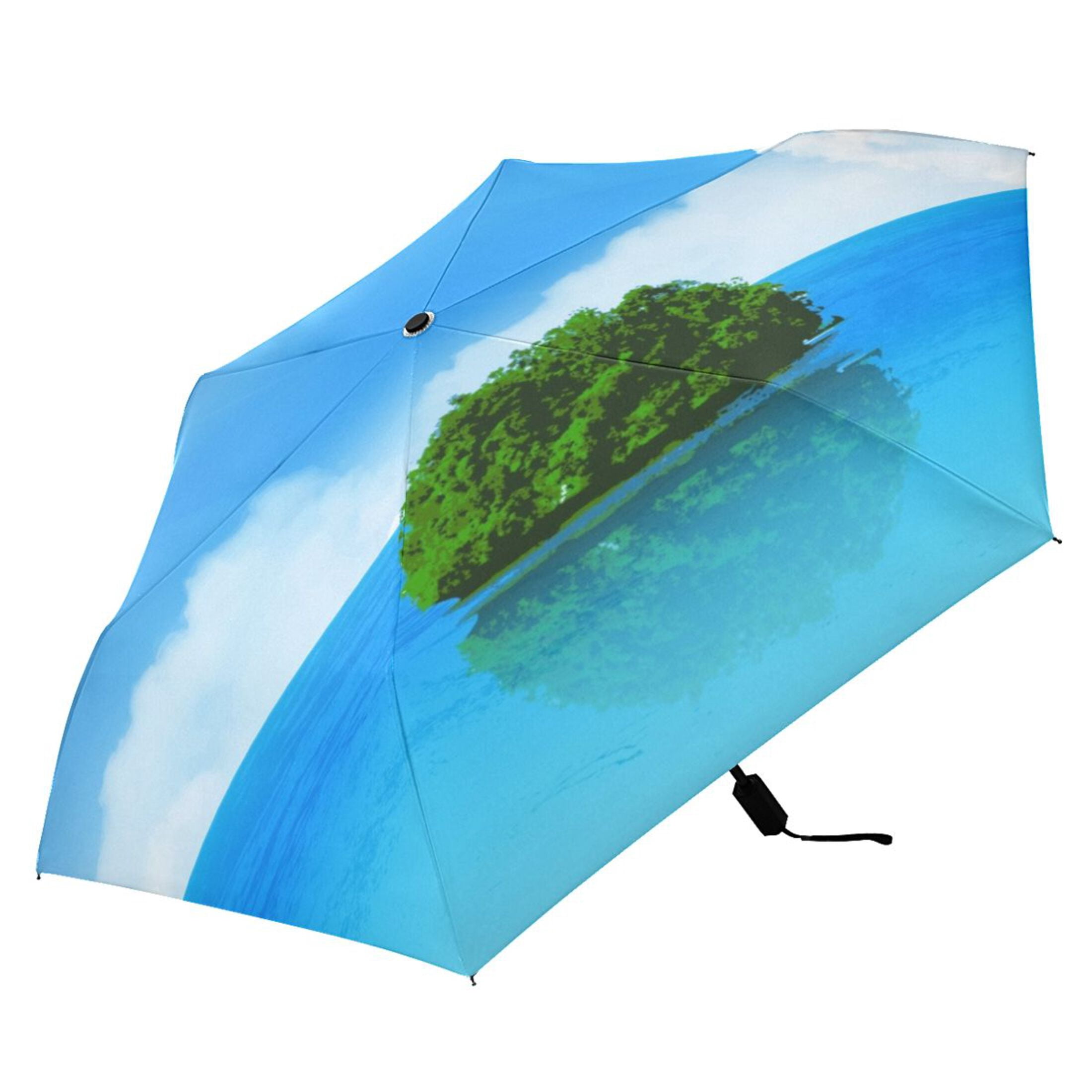 Sea Landscape Summer Compact Folding Umbrella for Rain Windproof Travel ...