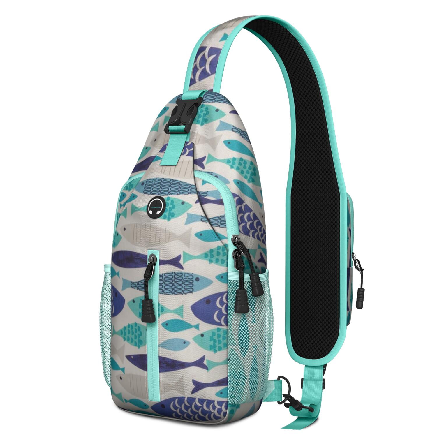 Sea Life Adventure Sling - Waterproof Hiking Backpack with Fish Pattern ...
