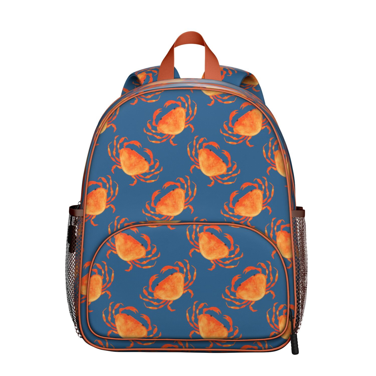 Sea Life Cartoon Crab Double Zipper School Bag - Ergonomic Waterproof ...