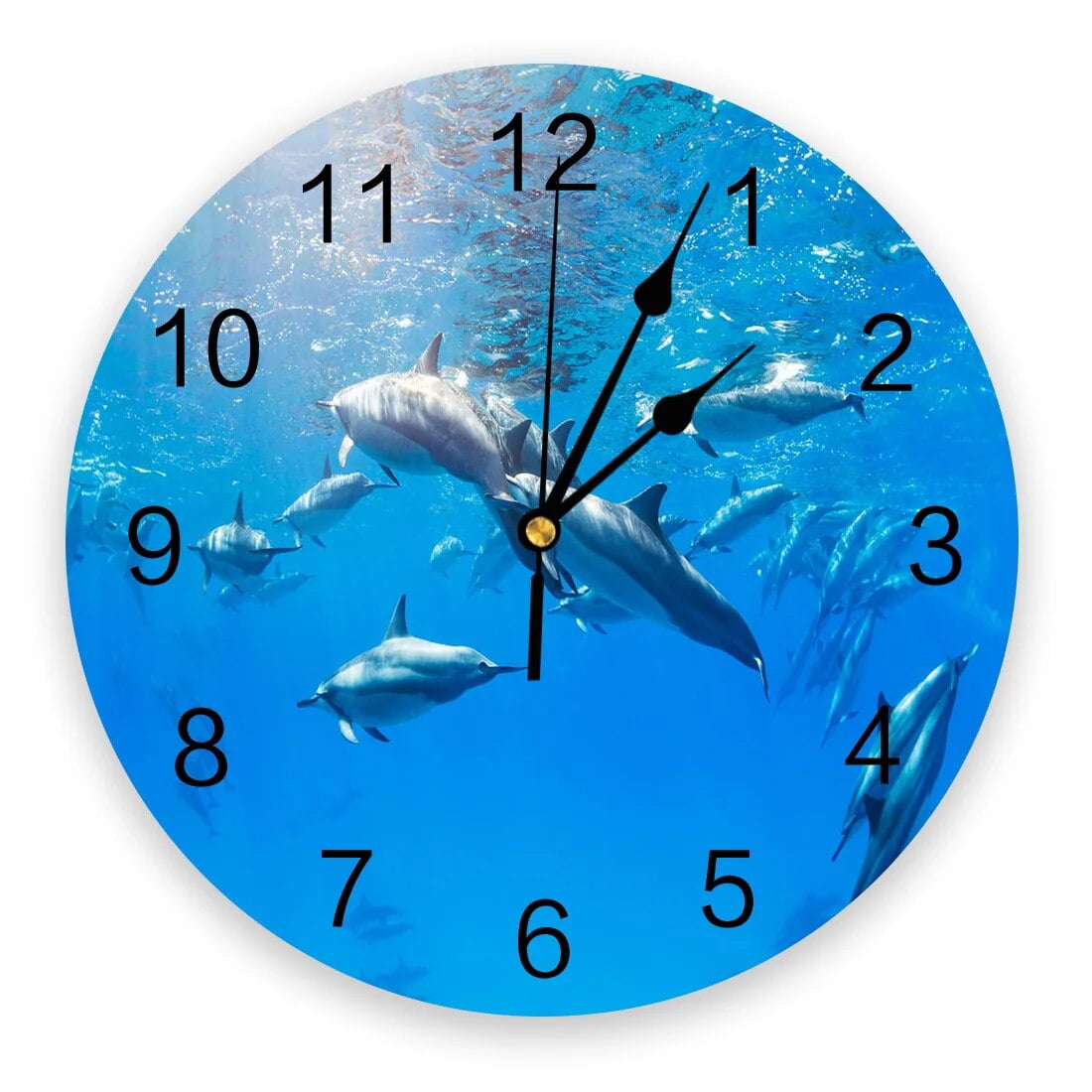 Sea Life Dolphin Wall Clock Home Decor Bedroom Silent Clock Digital ...