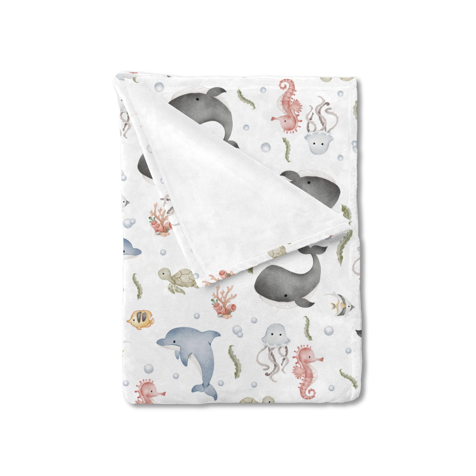 Sea Life Ocean Animals Baby Blanket for Girl Boy Whale Jellyfish Sea ...