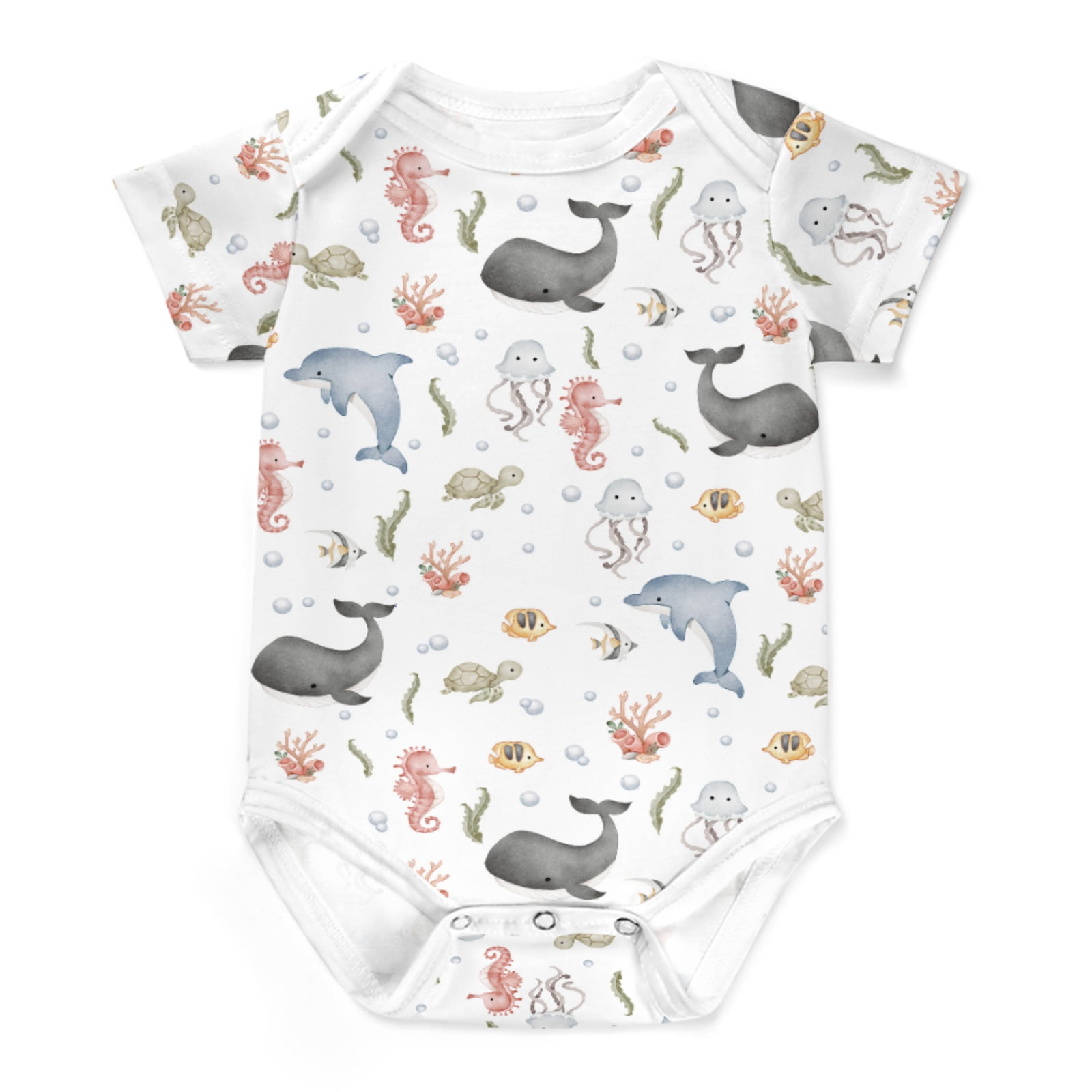 Sea Life Ocean Animals Baby Bodysuits for Boy Girl Whale Jellyfish Sea ...
