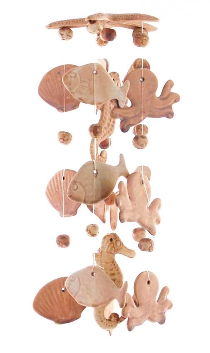 Sea Life Octopus Fish Shells Seahorses 14 Inch Wind Chimes Garden Decor ...