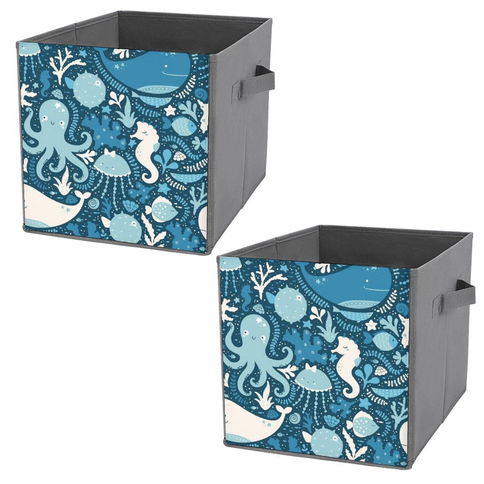 Sea Life PatternStorage Box With Easy Carry Handle, Collapsible Storage ...
