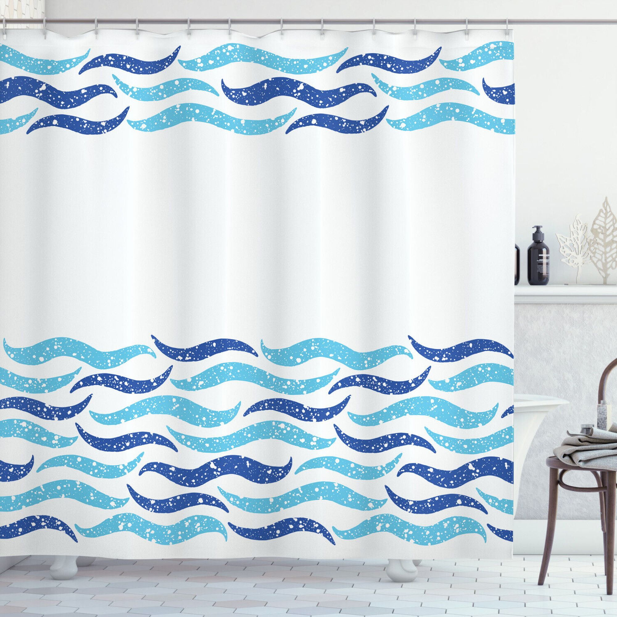 Sea Life Waves Shower Curtain: Modern Coastal Bathroom Decor - Walmart.com