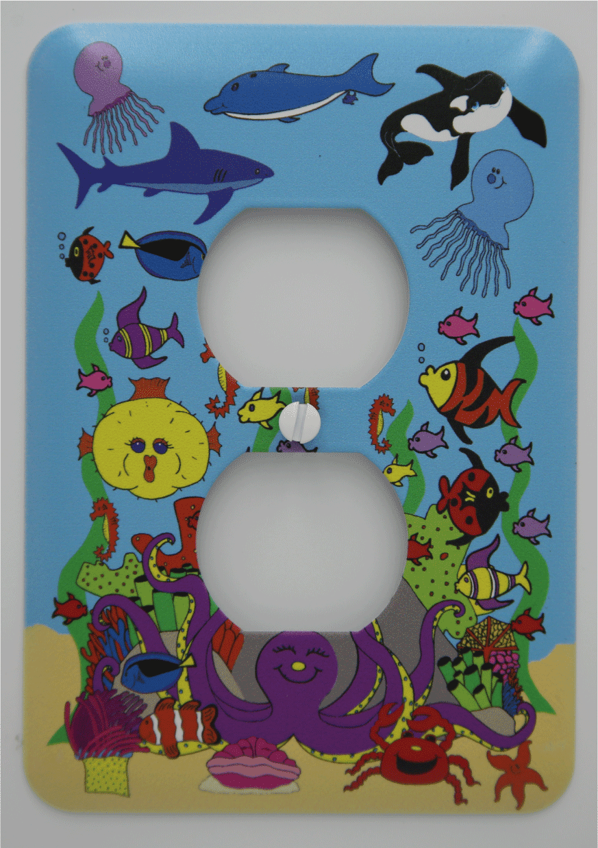 Under Sea Light Switch Plates with Dolphins, Whale, Sharks, Octopus ...