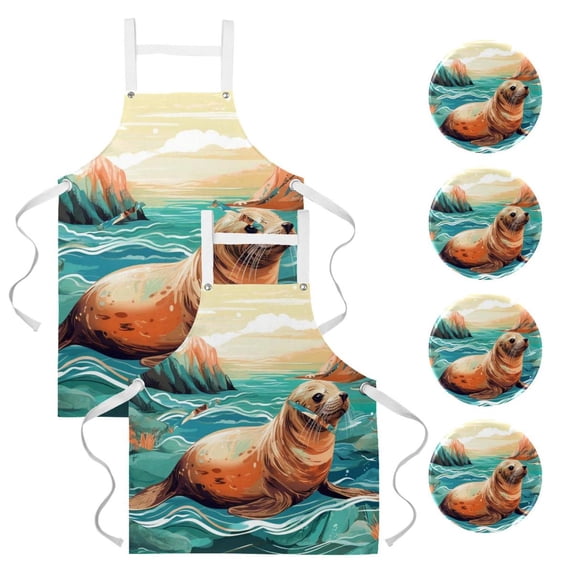 Sea Lion 2 Pack Waterproof Badge Pins with Pockets and Badge Set ...