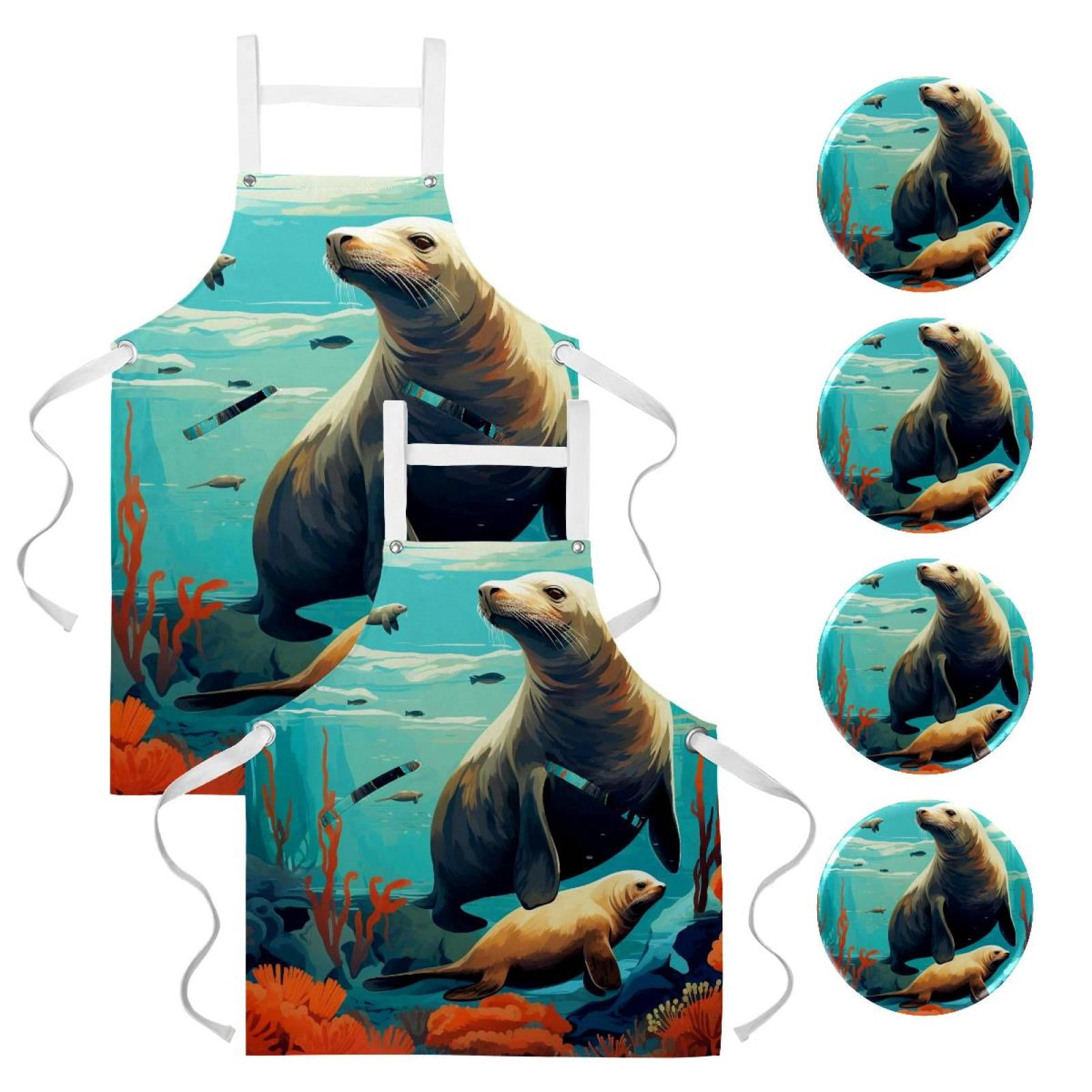 Sea Lion 2 Pack Waterproof Button Pins with Pockets and Badge Sets ...