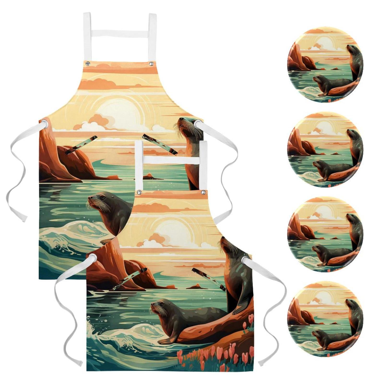 Sea Lion 2 Pack Waterproof Buttons with Pockets and Badge Sets ...