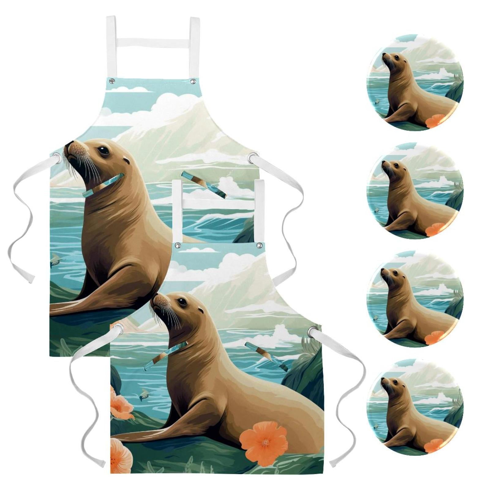Sea Lion 2 Pack Waterproof Circle Pins with Pockets and Badge - Round ...