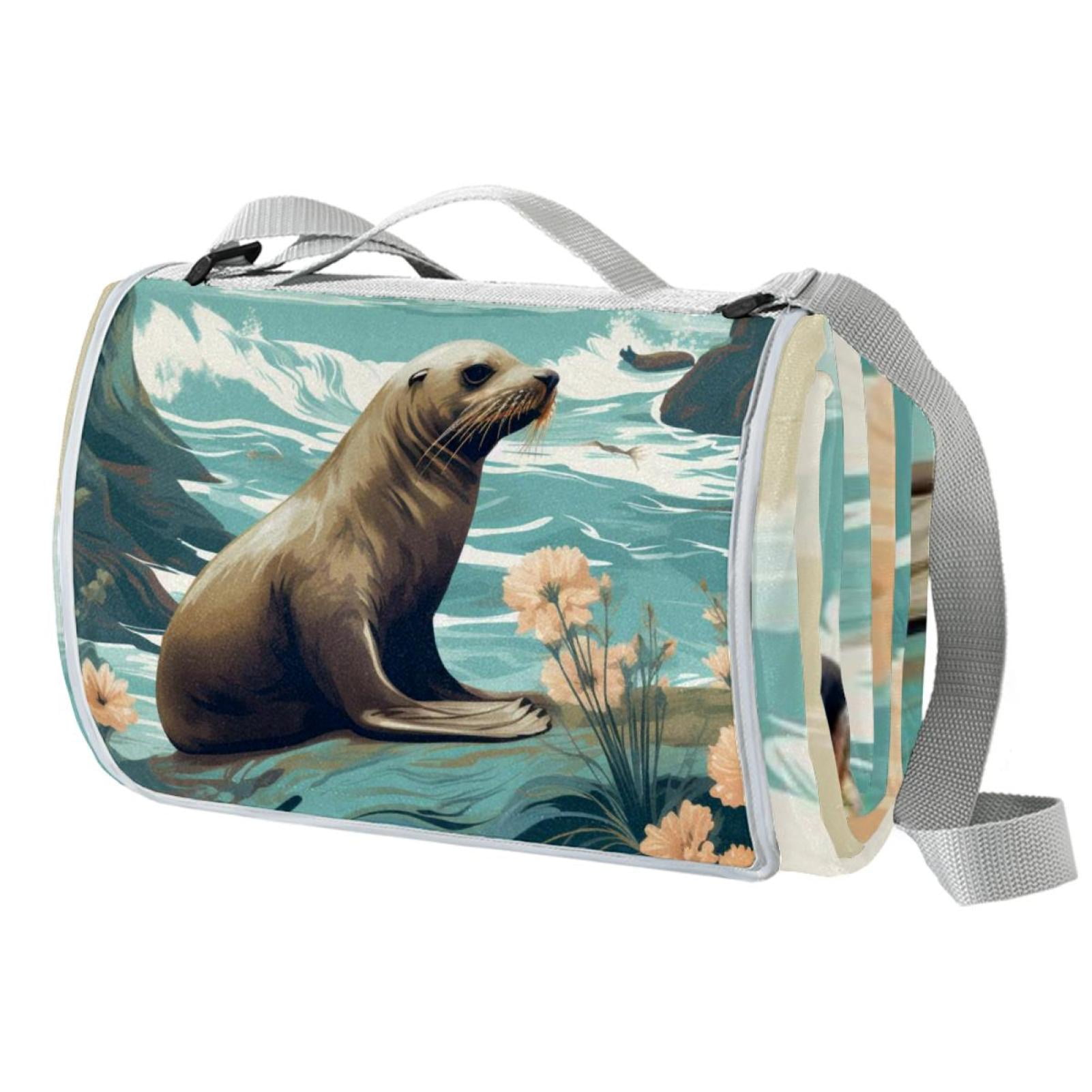 Sea Lion Canvas Picnic Mat for Outdoor Activities and Beach Trips with ...