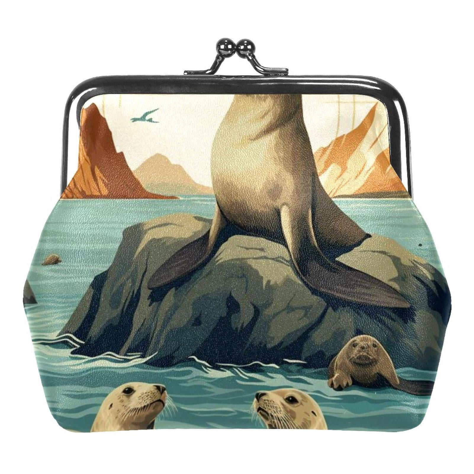 Sea Lion Coin Purse Kiss Lock Change Purse Vintage Trinkets Pouch ...