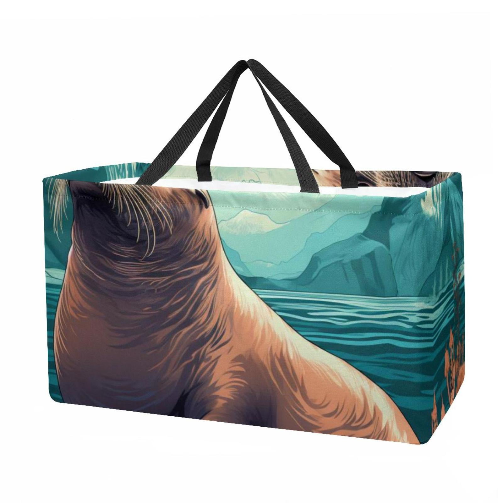 Sea Lion Collapsible Oxford Cloth Tote Bag: Reusable, Foldable, and ...