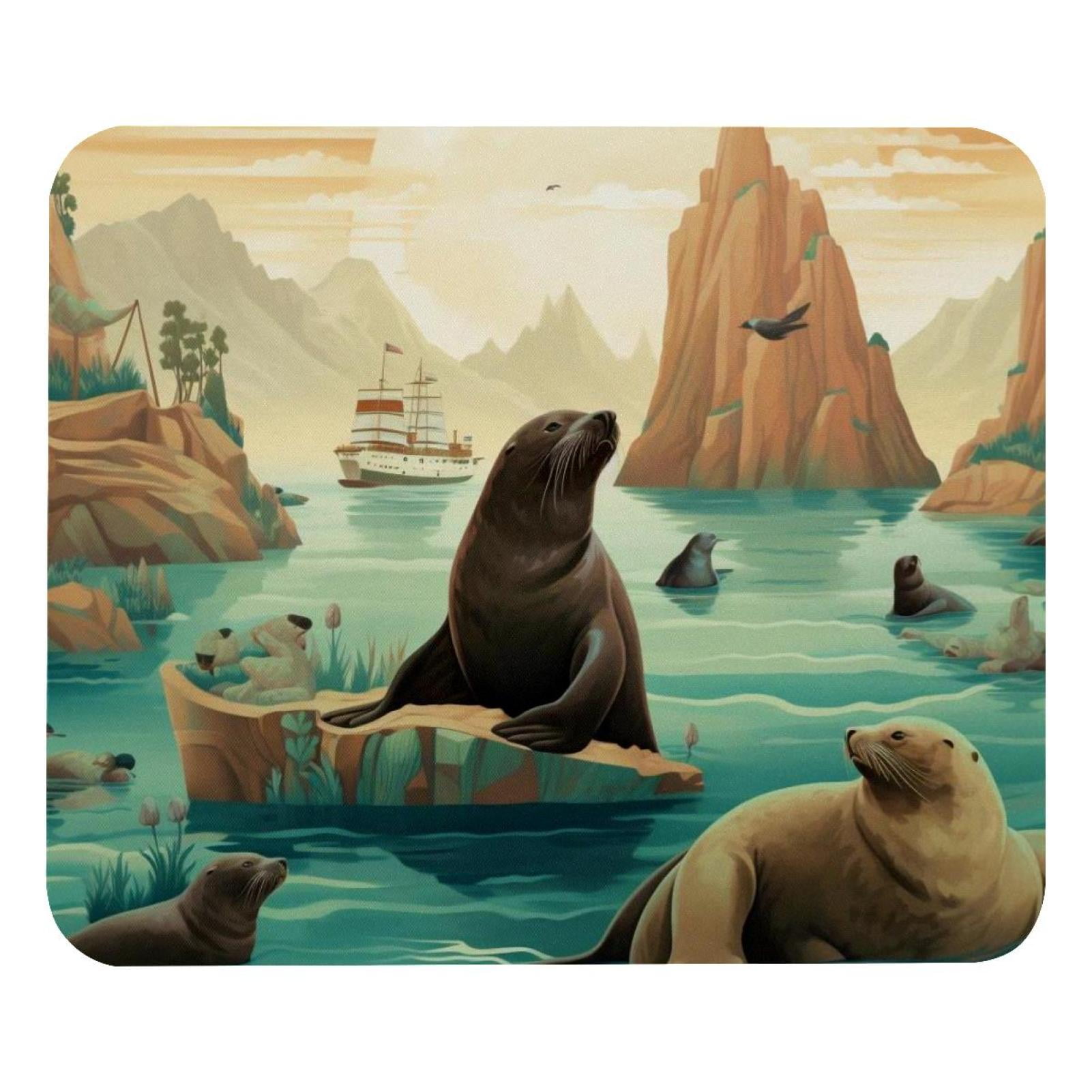 Sea Lion Computer Mouse Pad,Rubber Mouse Mat for Gaming, Office, Laptop ...